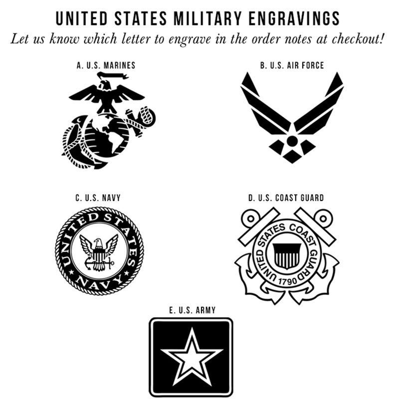 Military Symbol Logo Engraving Flat Polished Tungsten Ring – Stokes Jewelry